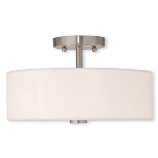 Livex Lighting Meridian 2 Light 13" Wide Semi-Flush Drum Ceiling - Bed Bath & Beyond - 12956984